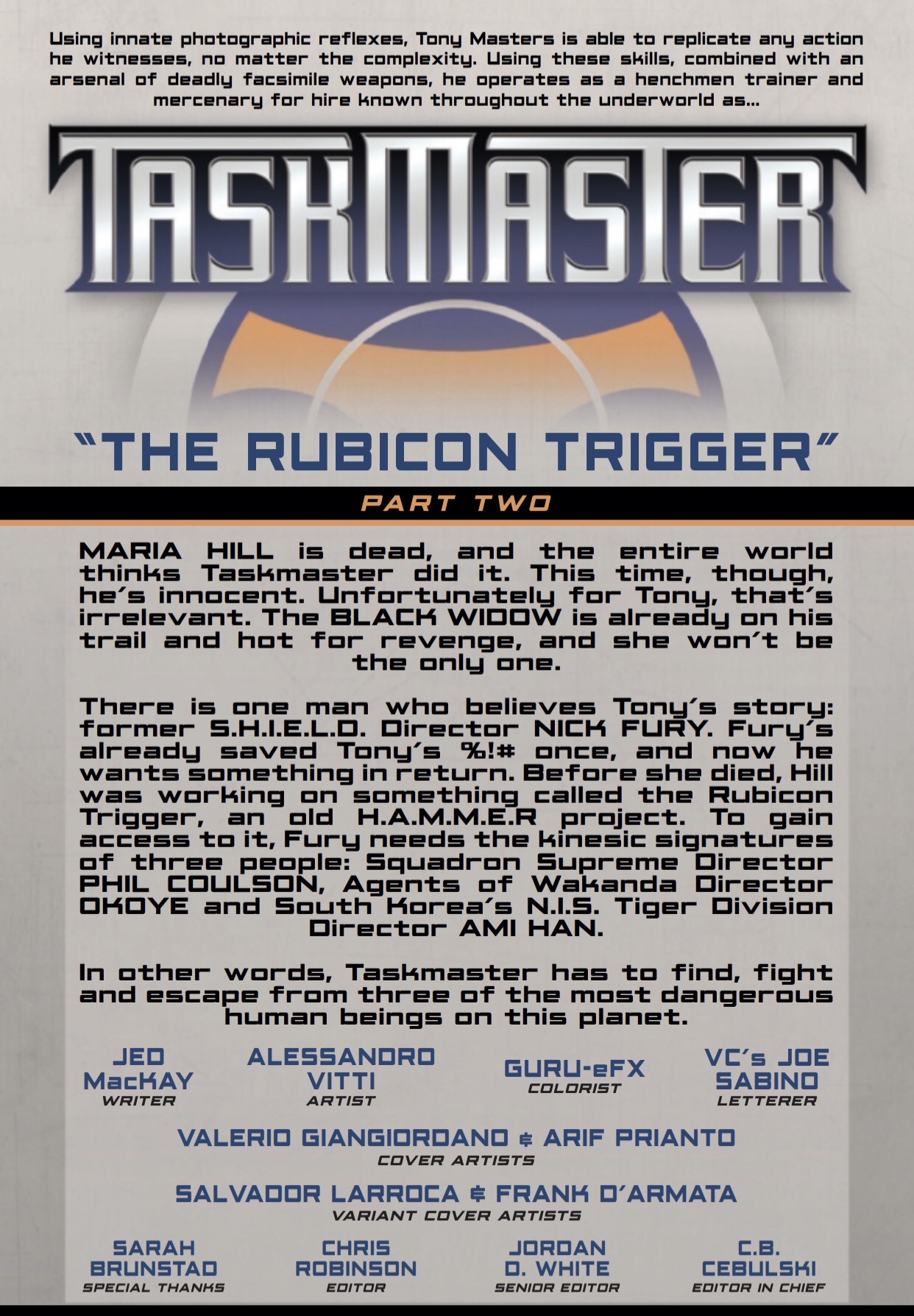 Taskmaster #2 Preview – Weird Science Marvel Comics